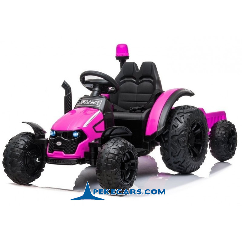 Tractor Electrico Peketrac 9100 Rosa con Mando 2.4G y Remolque